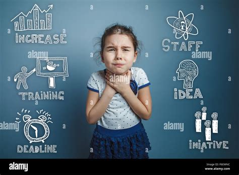 Teen Girl Holding Hands Around The Neck Choking Thumbnail Icons Stock