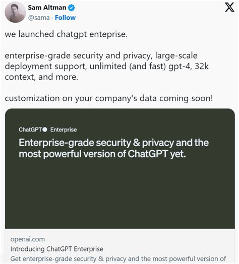 🤖openai Has Launched Chatgpt Enterprise An Enhanced Version Of Their Ai Chatbot Designed For