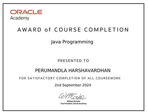 Perumandla Harsha Vardhan On Linkedin Hello Connections I Have Successfully Completed My Java