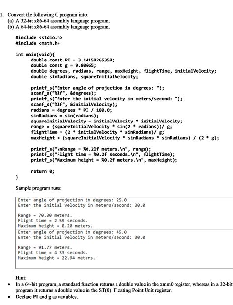 Solved 1 Convert The Following Program Into A A 32 Bit