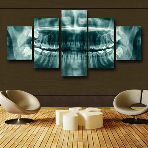 치과 치아 Xray 치과 의사 5 조각 캔버스 벽 아트 인쇄 포스터 홈 인테리어 Hd 인쇄 그림 없음 액자 5 패널 룸 장식