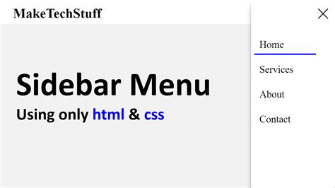 Create Simple Sidebar Menu With Open And Close Functionality Using Only