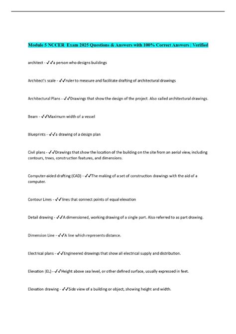 Module 5 Nccer Exam 2025 Questions And Answers With 100 Correct Answers Verified Nccer