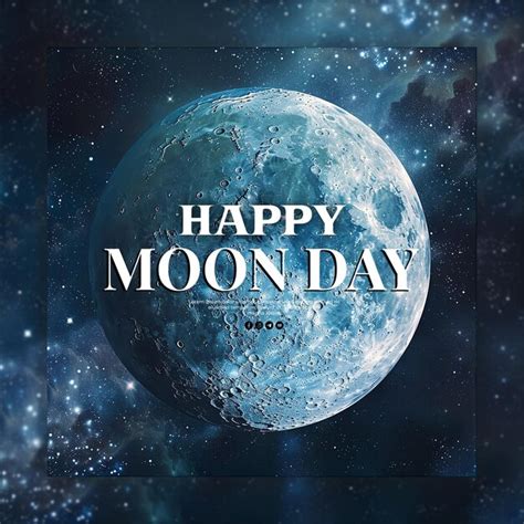 파란색 배경을 가진 행복한 달의 날 포스터 프리미엄 Ai 생성 Psd