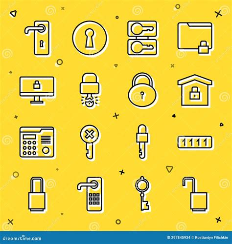 Set Line Open Padlock Password Protection House Under Casting Keys Key Broke Inside Of Lock