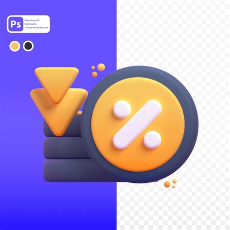 Premium Psd Decrease In 3d Render For Graphic Asset Web Presentation
