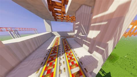 Redstone Powered Raised Rail System 90 Degree Turn Minecraft Map