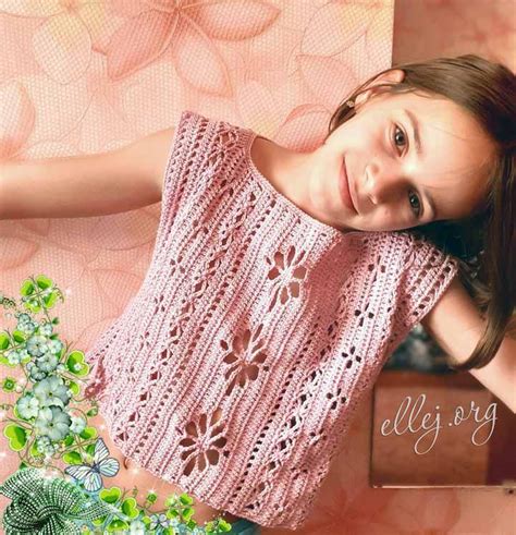 Топ для девочки Искорка Вяжем поперек Вязаный крючком топ Вязание крючком для