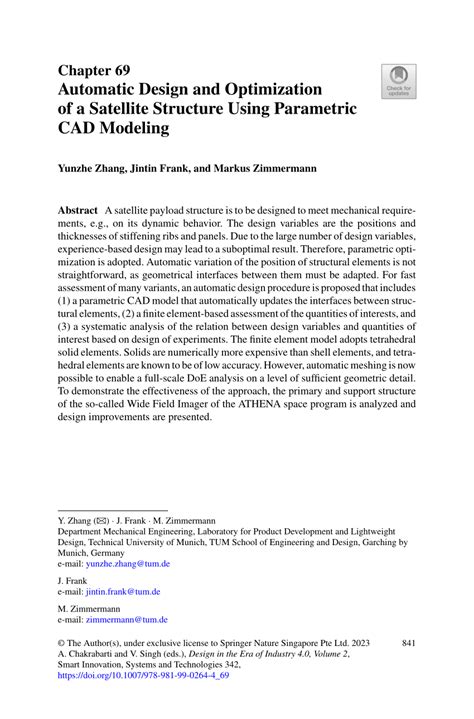 Pdf Automatic Design And Optimization Of A Satellite Structure Using Parametric Cad Modeling