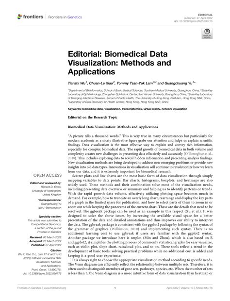 Pdf Editorial Biomedical Data Visualization Methods And Applications