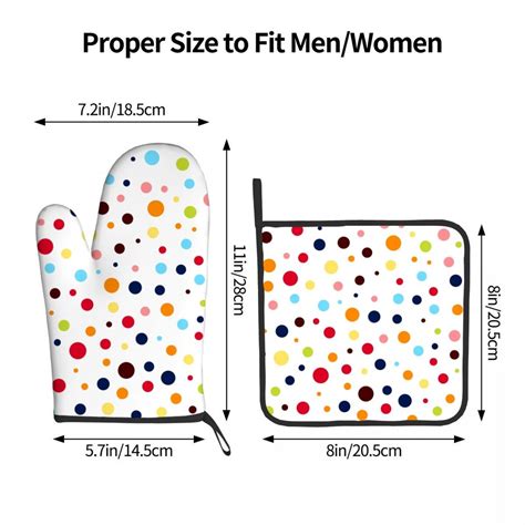 Badu Bg Комплект ръкавици за микровълнова фурна и поставки за тенджери с шарка на точки