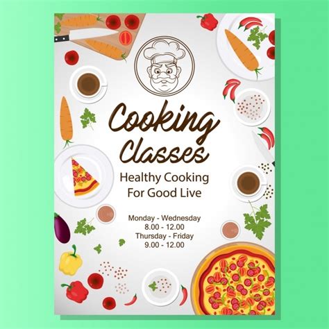 Free Vector Cooking Classes Poster Design