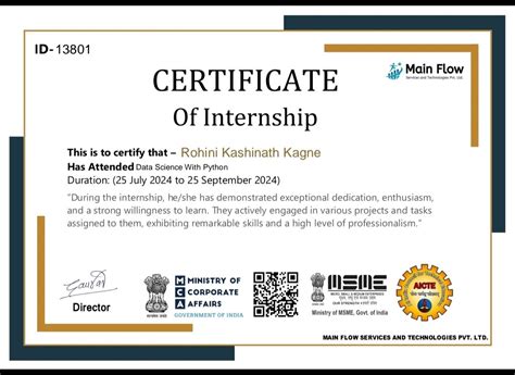 Rohini Kagne On Linkedin Mainflow Datascience Python Internship