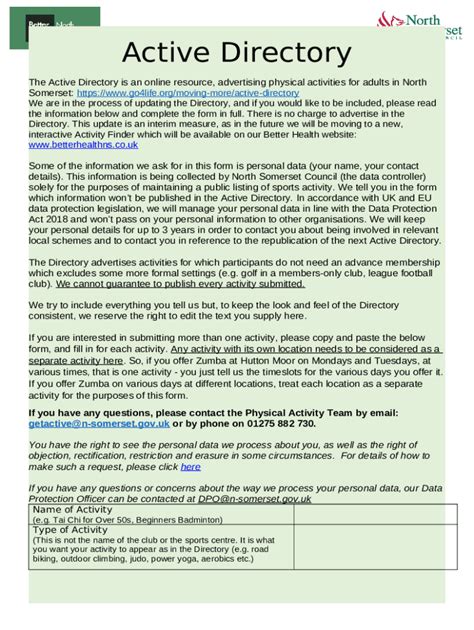Active Directory Activity Doc Template Pdffiller