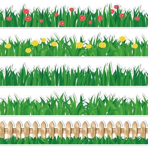 Jarthenaamcs 69ft Green Grass Bulletin Board Borders Spring Flowers Fence Print Border Stickers