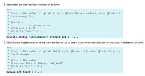 Solved 1 Implement The Static Method Declared As Follows
