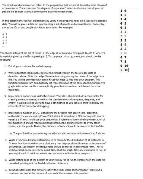Please Answer In Python Codeblock The Edges Txt File Chegg