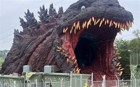 Zipline Straight Into Godzillas Mouth At Japanese Island Theme Park