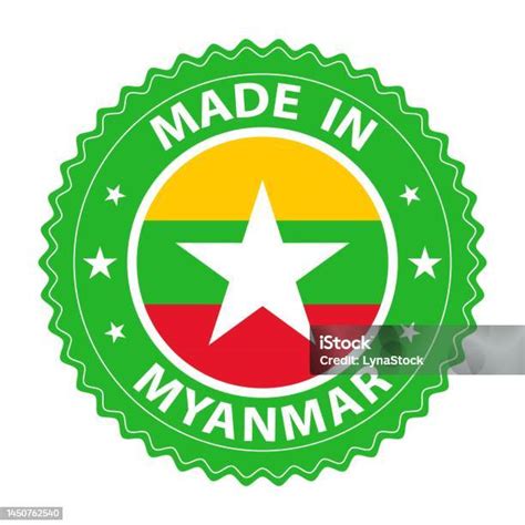 미얀마 배지 벡터에서 만든 별과 국기가 있는 스티커 흰색 배경에 격리된 기호입니다 개념 기호에 대한 스톡 벡터 아트 및 기타 이미지 개념 기호 고급 국기 Istock