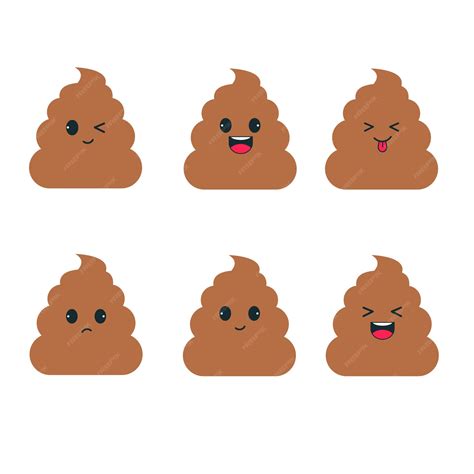 귀여운 행복 미소 똥 귀여운 캐릭터 벡터 일러스트 레이 션 프리미엄 벡터