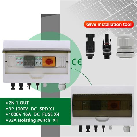 1000v 2in1 Out 2 String Solar Pv Array Solar Photovoltaic Combiner Box