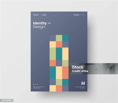 놀라운 비즈니스 프리젠 테이션 벡터 A4 수직 방향 전면 페이지 모형 현대 기업 보고서는 추상적 인 기하학적 일러스트 디자인