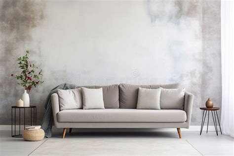 Ai Generative Living Room Interior With Copy Space Stock Illustration