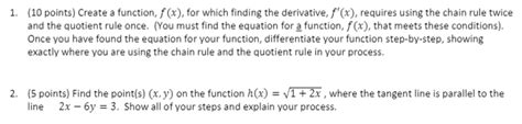 solved 1 create a function 𝑓 𝑥 for which finding the