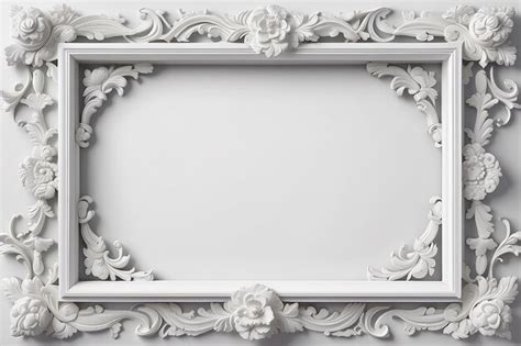 White Frame Background With Decorated Classical Architectural Design Borders Premium Ai