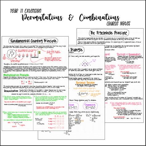 Ext Math HSC Permutations And Combinations Notes Etsy