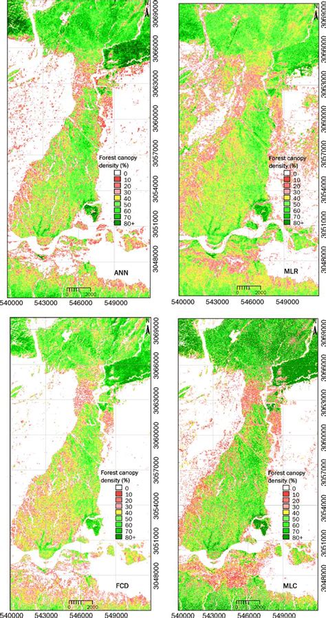 Forest Canopy Density Maps Produced By The Artificial Neural Network Download Scientific