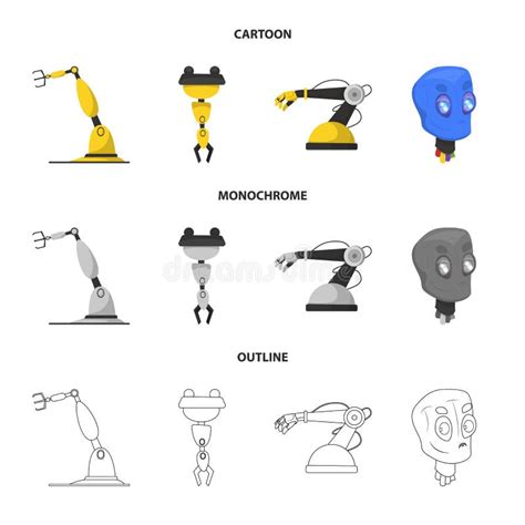 Isolated Object Of Robot And Factory Sign Set Of Robot And Space Vector Icon For Stock Stock
