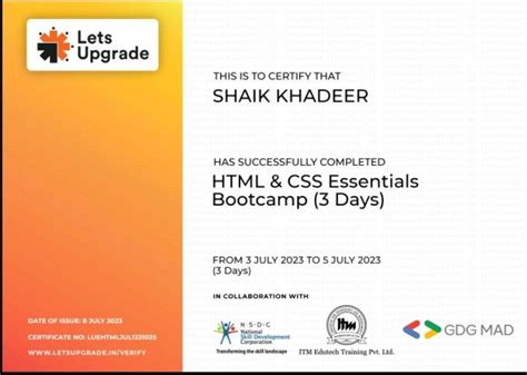 shaik khadeer on linkedin learning htmlcss letsupgrade