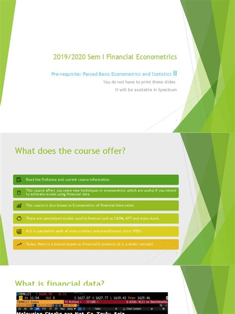 Eie3006 Lecture 1 Financial Econometrics Pdf Econometrics Long Run And Short Run