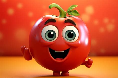 Premium Ai Image 3d Cute Cartoon Tomato Character