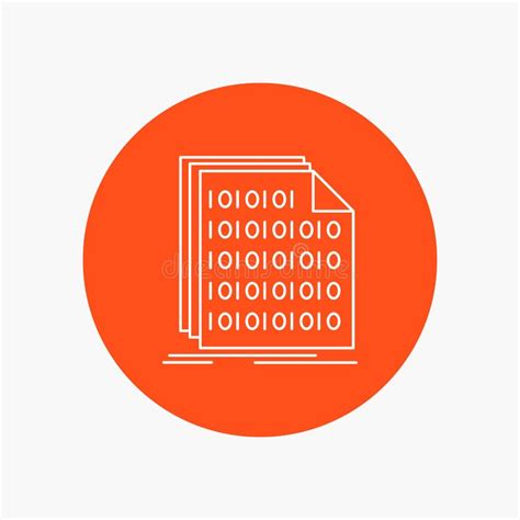 Binary Code Coding Data Document White Line Icon In Circle Background Vector Icon