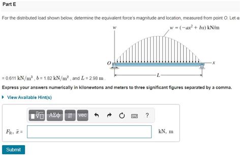 answered part e for the distributed load shown below dete