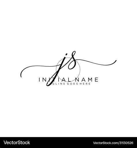 Js Initial Handwriting Logo With Circle Template Vector Image
