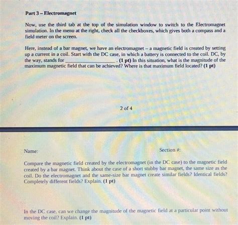 Solved Part 3 Electromagnet Now Use The Third Tab At The