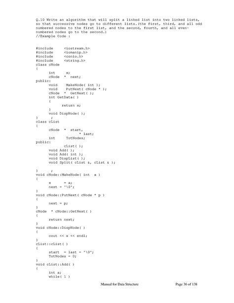 Data Structure Trversing Link List Manual For Data Structure Page 36