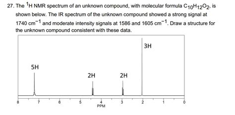 Solved The 1h ﻿nmr Spectrum Of An Unknown Compound With
