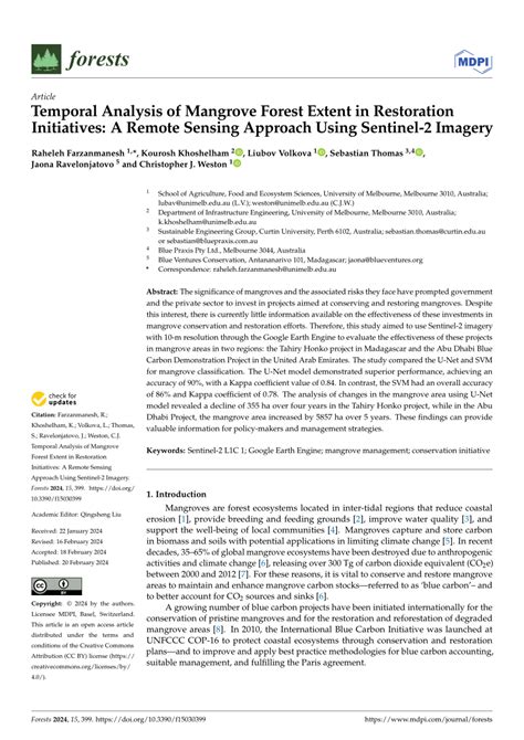 Pdf Temporal Analysis Of Mangrove Forest Extent In Restoration Initiatives A Remote Sensing