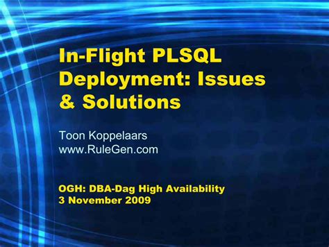 Pdf In Flight Plsql Deployment Issues And Solutions Plsql Deployment Issues And Solutions