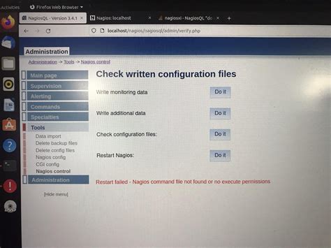 Getting Nagios Restart Failed Error While Trying To Integrate Nagiosql
