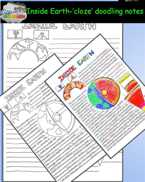 Inside Earth Cloze Doodling Notes Worksheet By Aspen Science Tpt