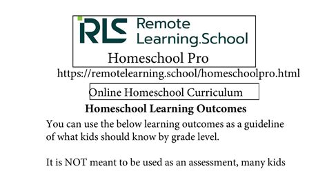 Homeschool Learning Outcomes 1 4pdf Docdroid