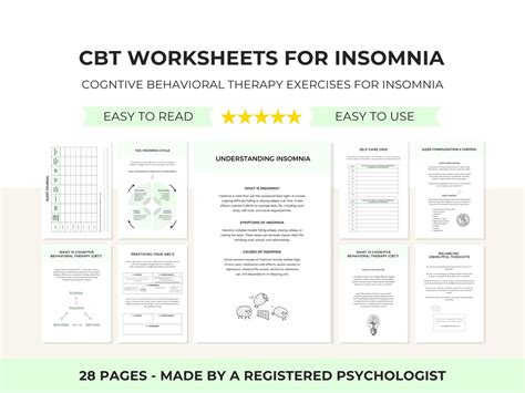 Cbt For Insomnia Worksheets Therapy Exercises And Mindfulness
