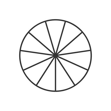 Circle Divided In 11 Segments Pie Or Pizza Round Shape Cut In Eleven Equal Slices In Outline