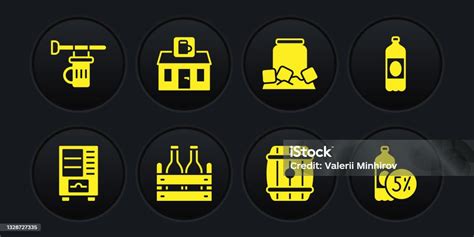 자동 판매기 플라스틱 맥주 병 병 팩 나무 통 콜드 캔 상점 건물 가게 맥주 및 유리 아이콘이있는 간판 벡터 0명에 대한 스톡 벡터 아트 및 기타 이미지 Istock