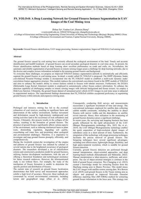 Pdf Fs Yolov8 A Deep Learning Network For Ground Fissures Instance Segmentation In Uav Images